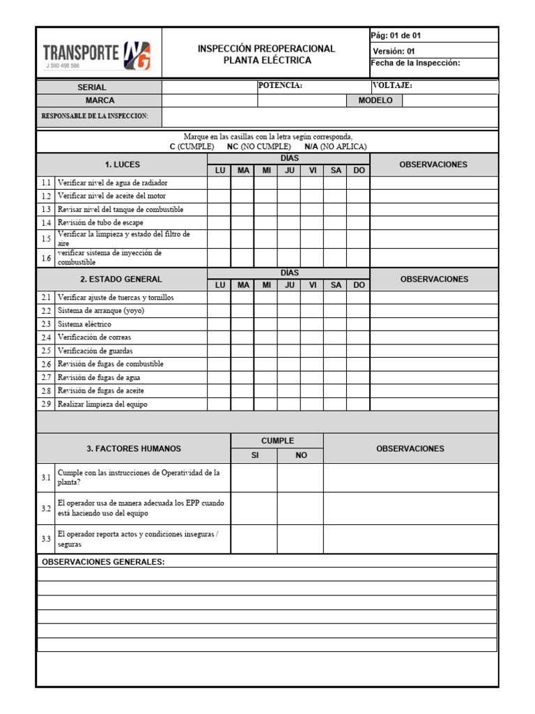 Formato de Planta-Electrica | PDF | Vehículo de motor | Coche