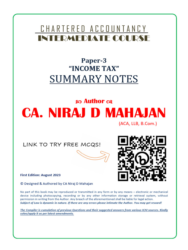 Income Tax Summary Notes | PDF | Employee Benefits | Salary