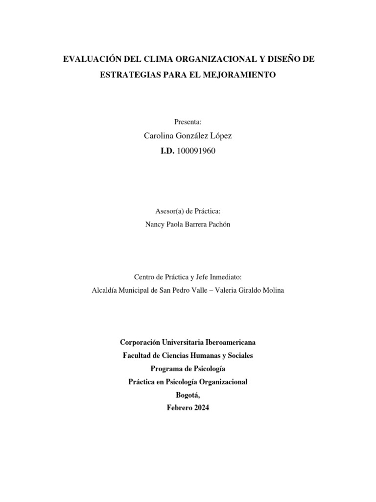Actividad 7 - Entrega 2 Proyecto de Prácticas | PDF | Psicología industrial y organizacional ...