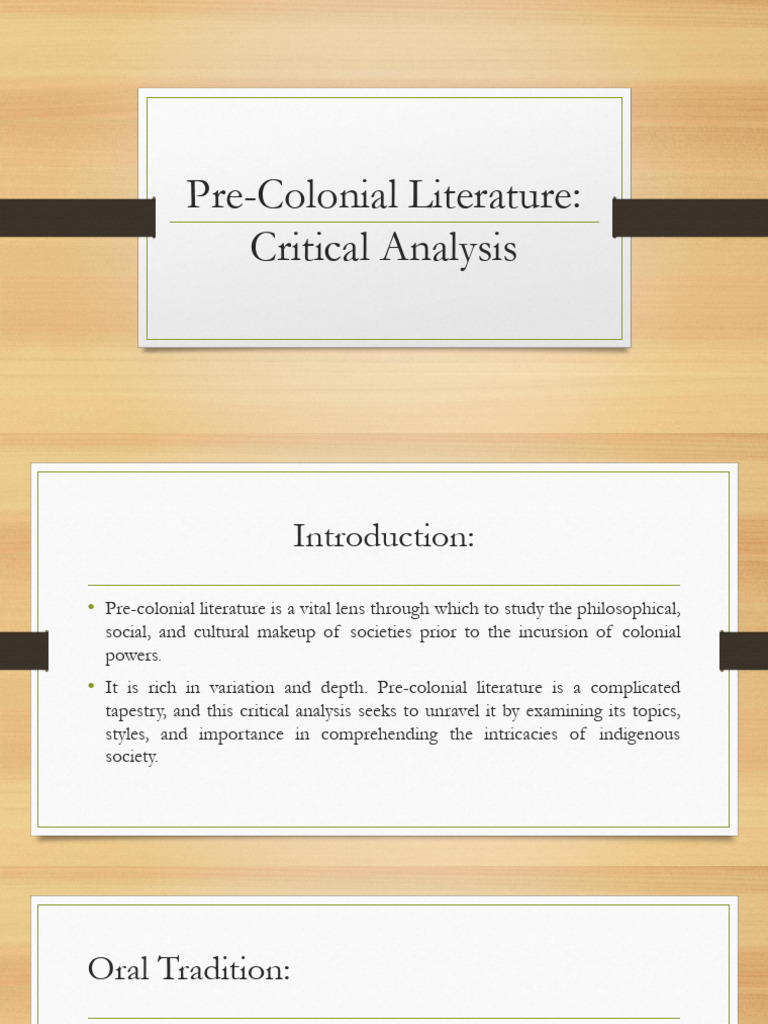 Analyzing Pre-Colonial Literature | PDF | Colonialism | Traditions