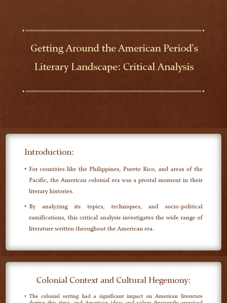 Getting Around The American Period's Literary Landscape - PHIL LIT ...