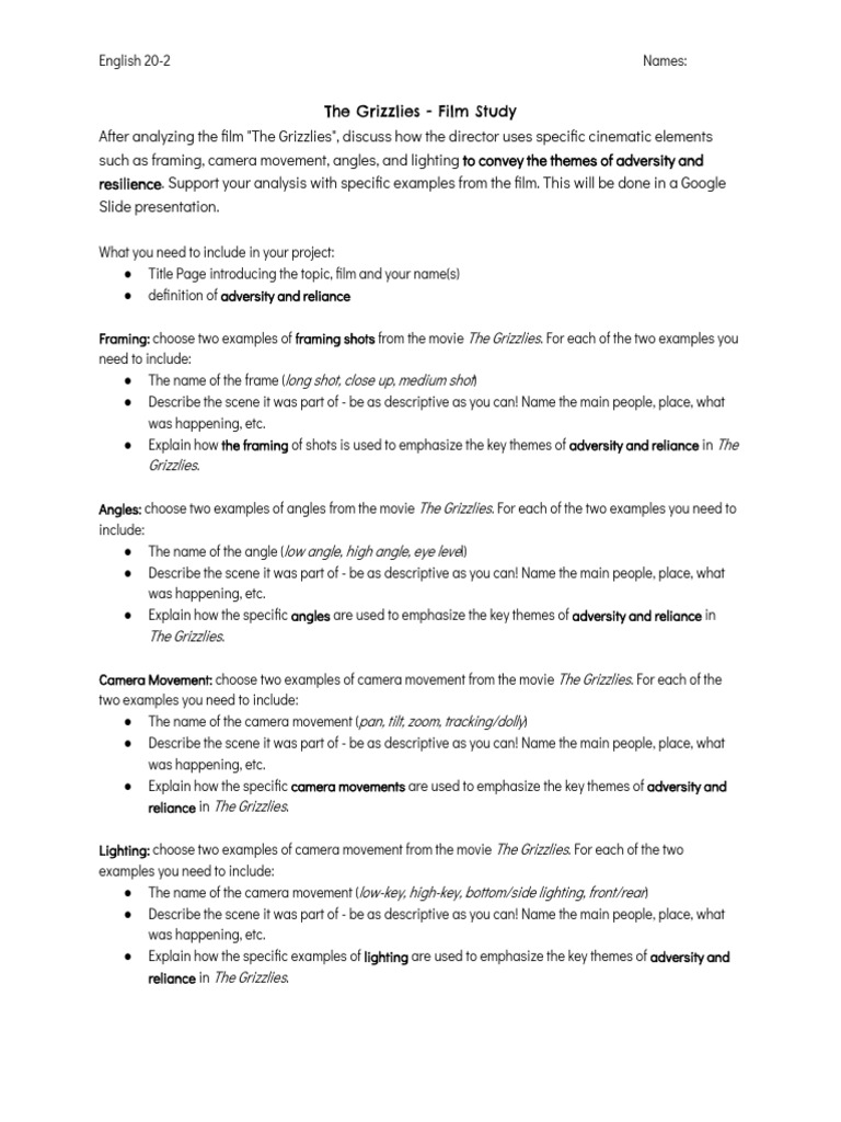 Analyzing Cinematic Elements in The Grizzlies | PDF | Camera | Human ...