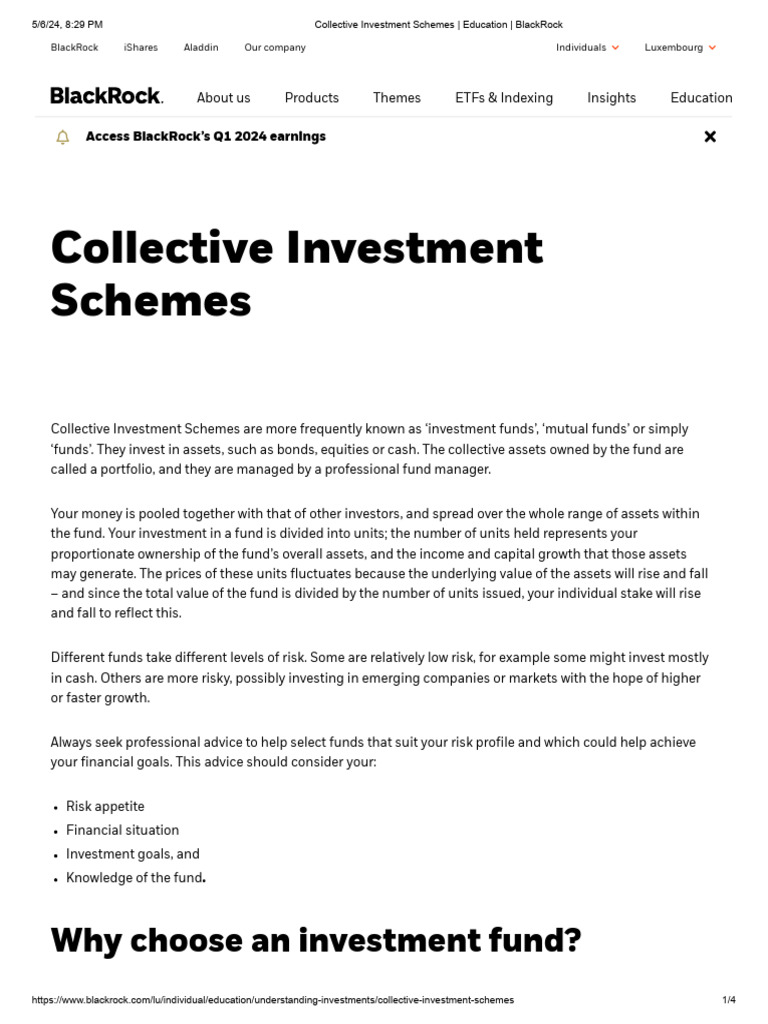 Collective Investment Schemes - Education - BlackRock | PDF ...