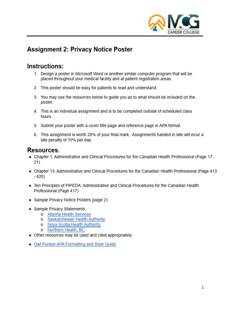 Assignment 2 - Privacy Notice Poster | PDF | Apa Style | Social Programs
