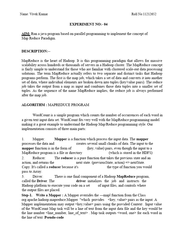 Big Data 4 Vivek | PDF | Map Reduce | Apache Hadoop