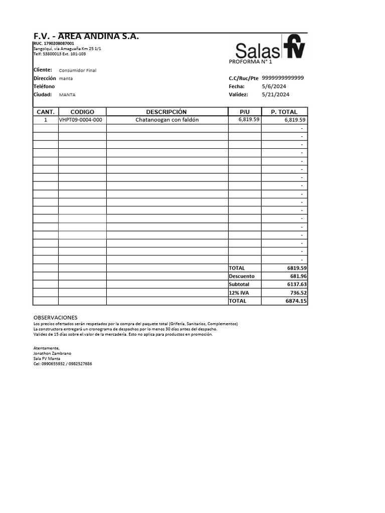 Formato Proforma | PDF