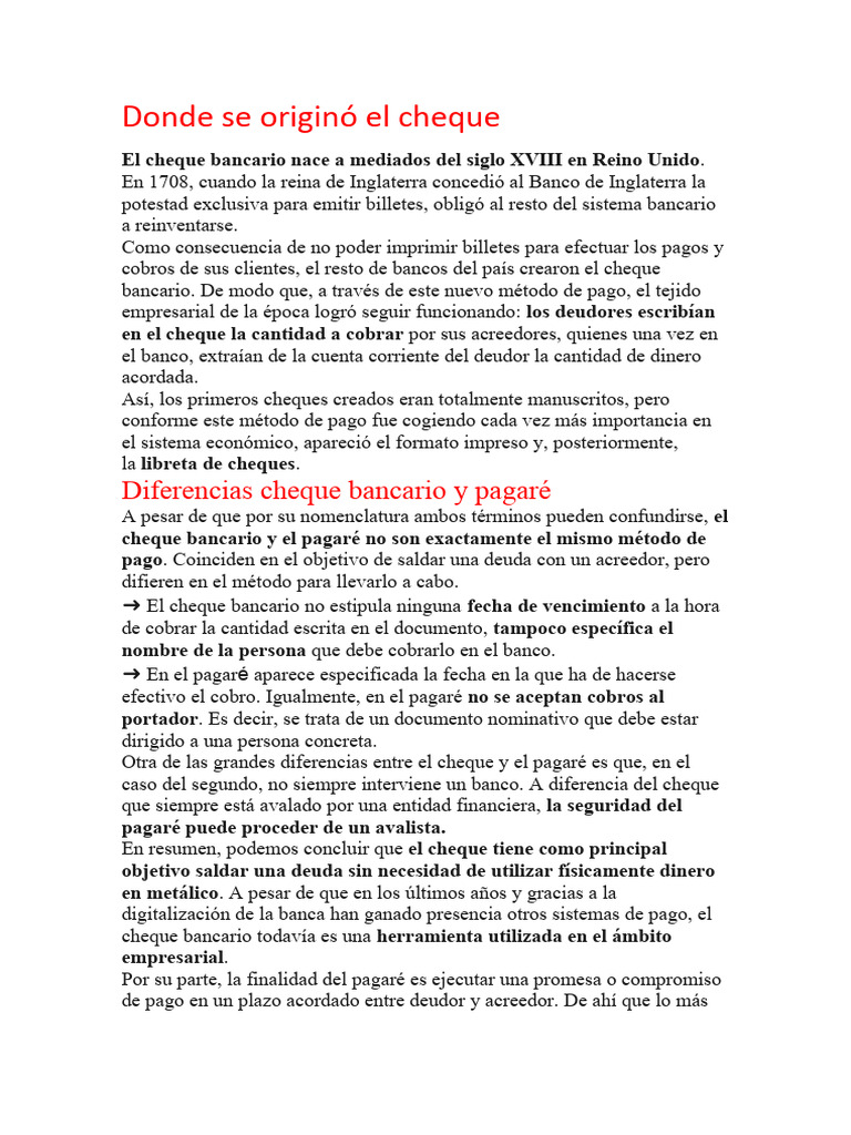 Donde Se Originó El Cheque | PDF | Cheque | Bancos