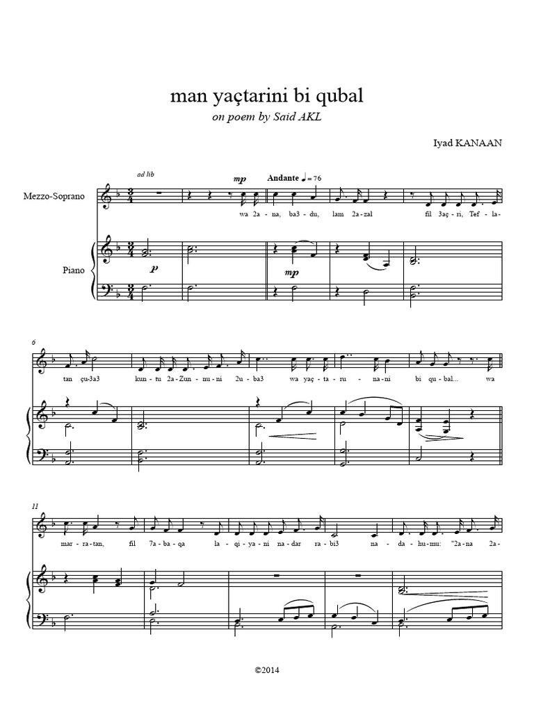 Man Yashtarini Bi Qubal | PDF | Musical Compositions | Poetics