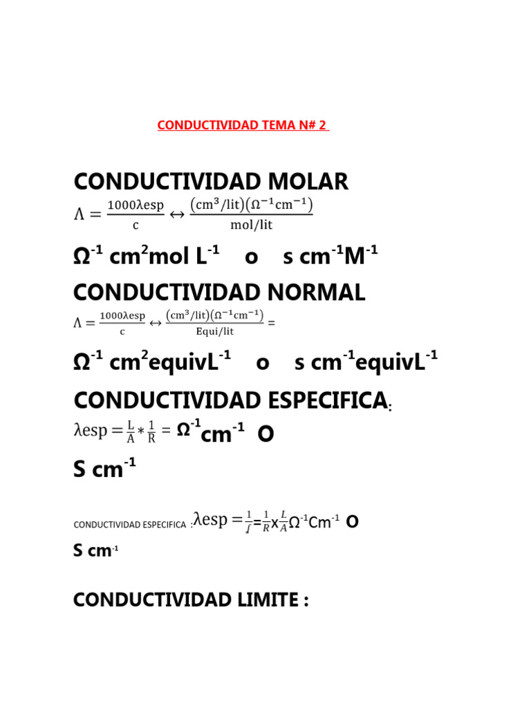 Conductividad Tema N # 2-1 | PDF | Ácido | Química Física