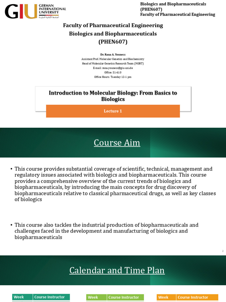 Lec 1 | PDF | Dna | Biopharmaceutical