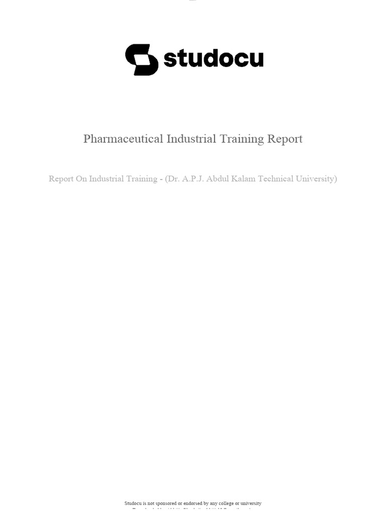 Pharmaceutical Industrial Training Report | PDF | Tablet (Pharmacy)