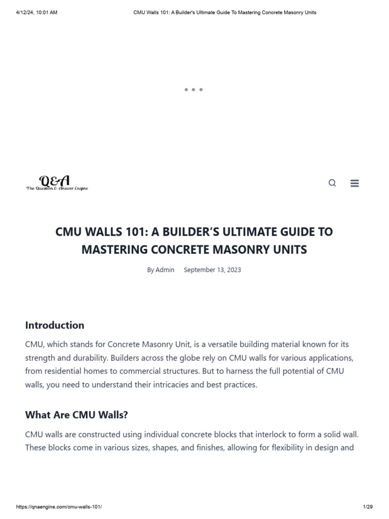 CMU Walls 101 - A Builder's Ultimate Guide To Mastering Concrete ...