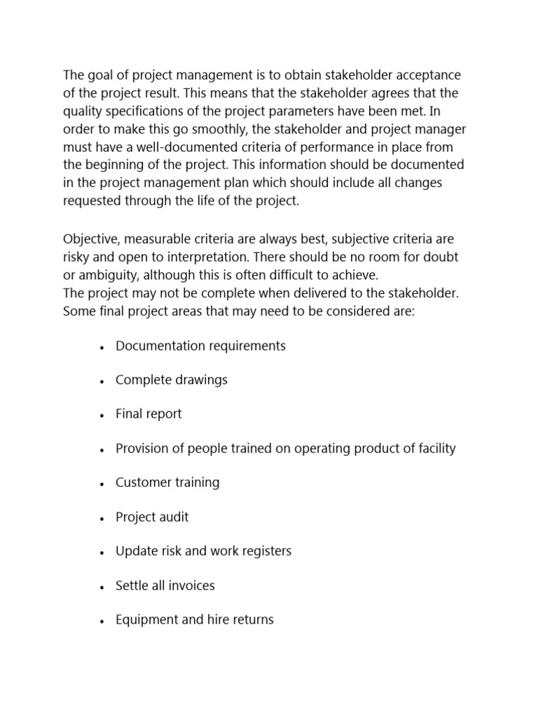 Project Close-Out and Handover - A General Overview | PDF | Project ...