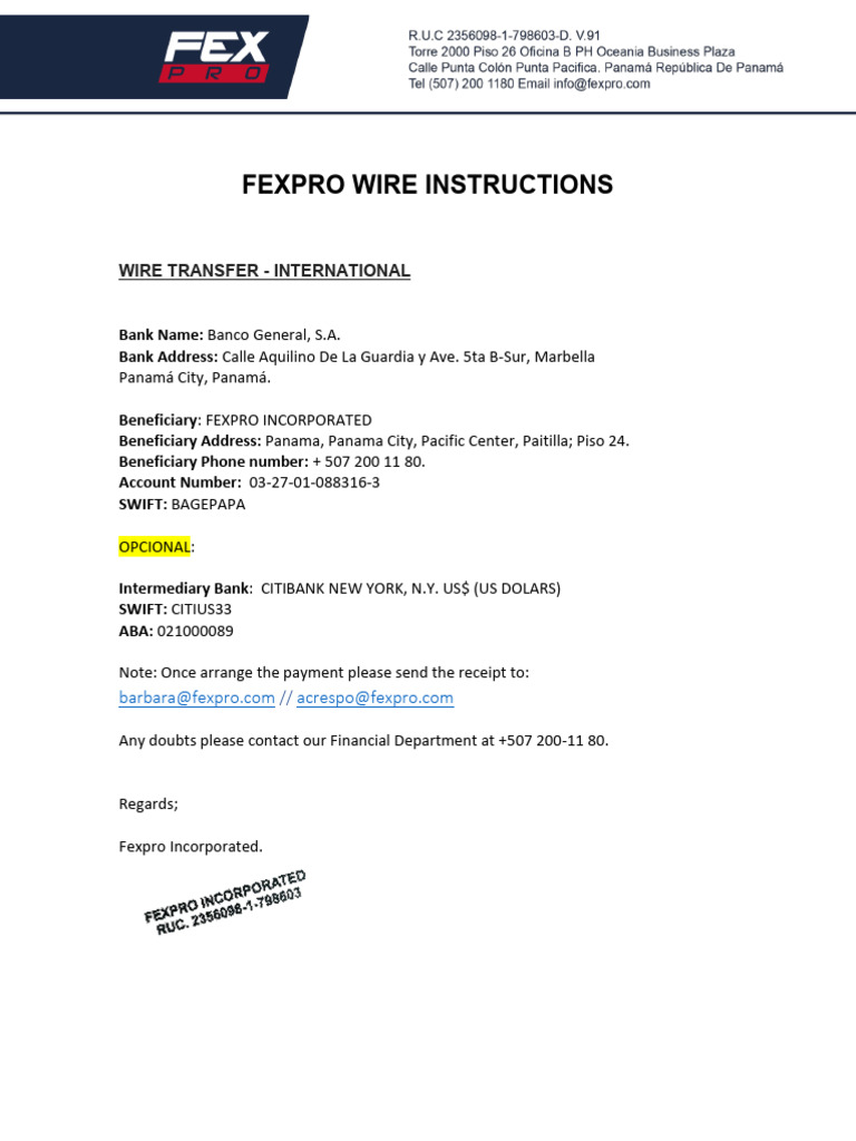 Fexpro Banking Information International | PDF