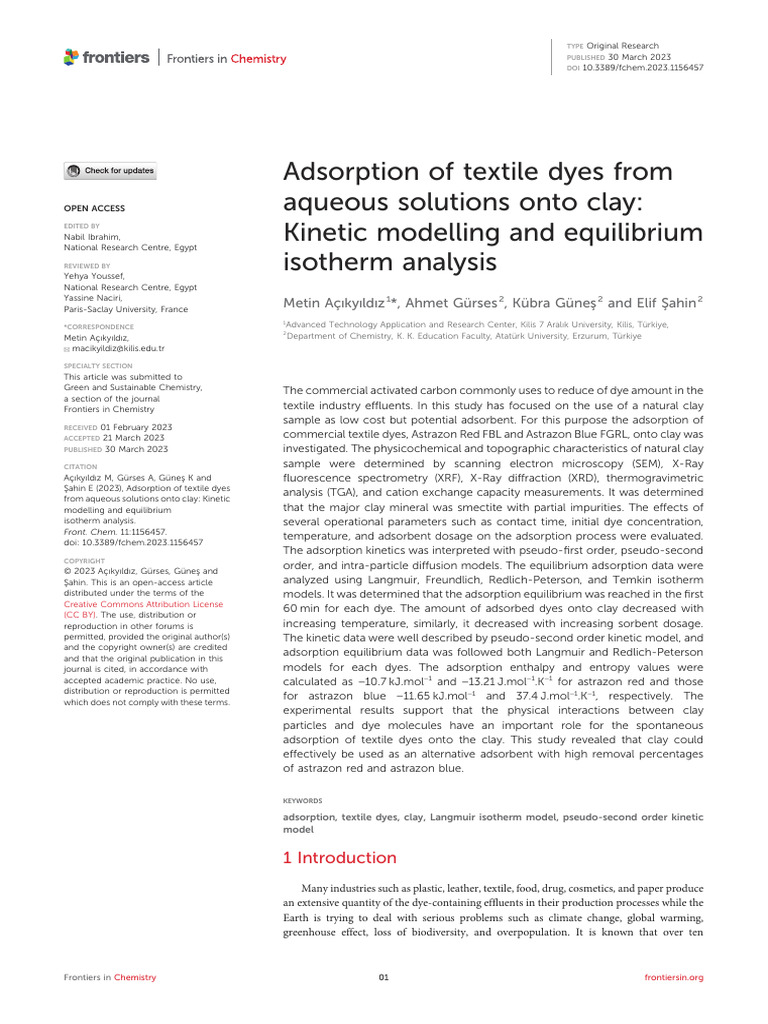 Adsorption_of_textile_dyes_from_aqueous_solutions_ | PDF | Adsorption | Applied And ...