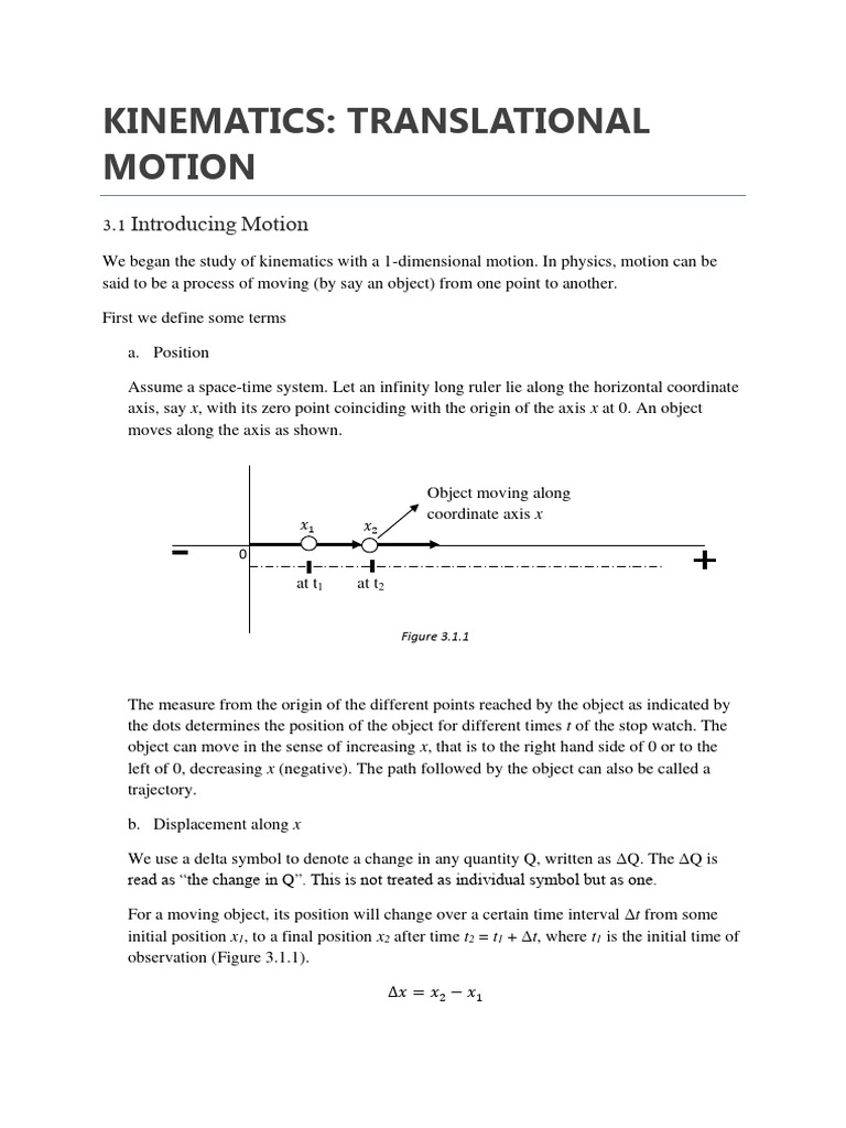 Chapter 3 - Kinematic - Translational - Motion | PDF | Acceleration | Velocity