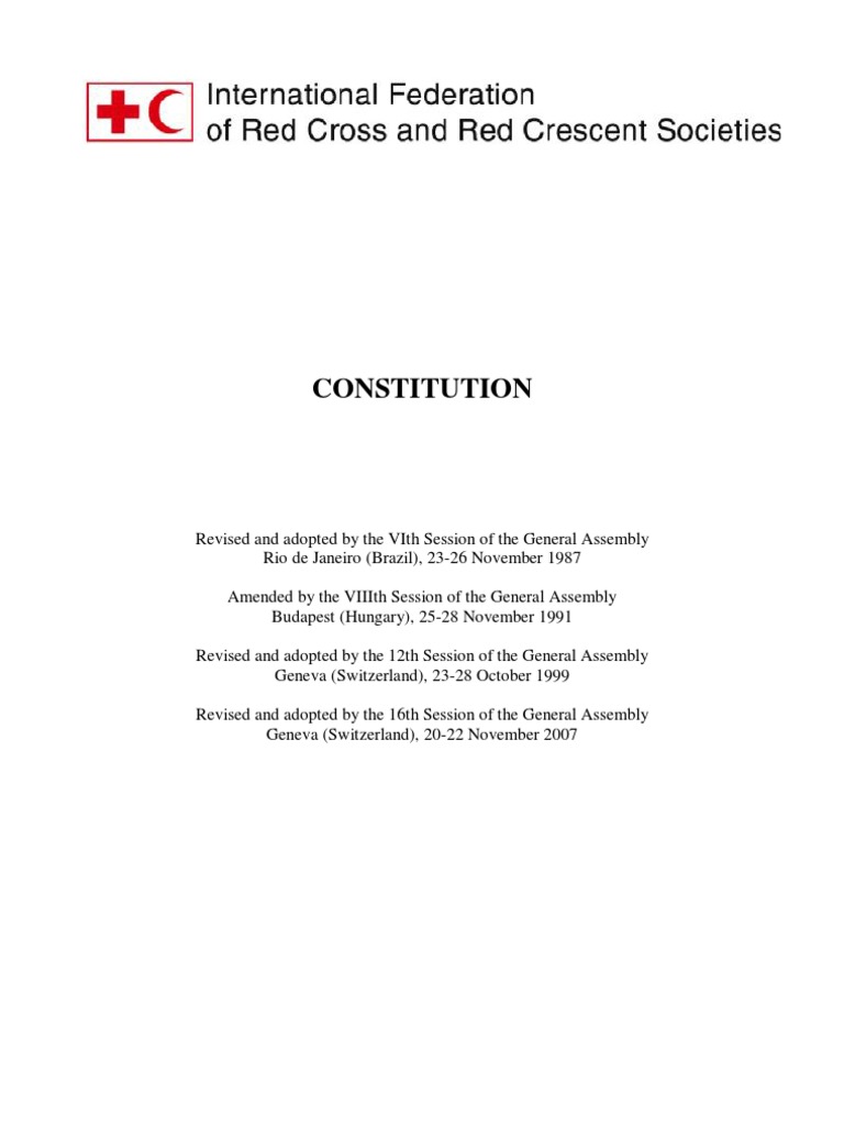 Constitution of The IFRC | PDF | International Federation Of Red Cross ...