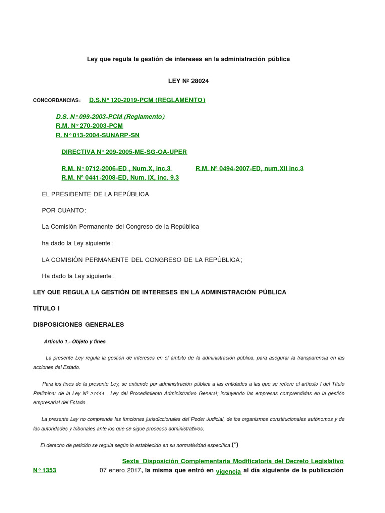Ley #28024 | PDF | Servicio Civil | Regulación
