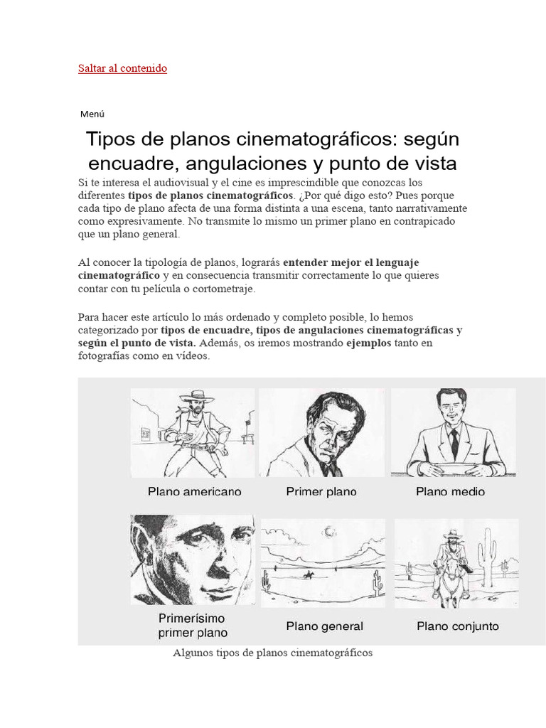 Planos Cinematográficos - Cine | PDF