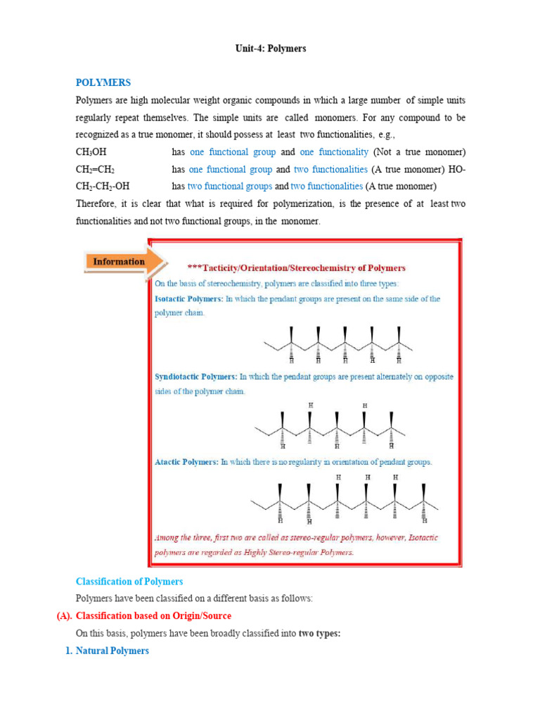 Polymer - 1 | PDF | Polymers | Chemical Reactions