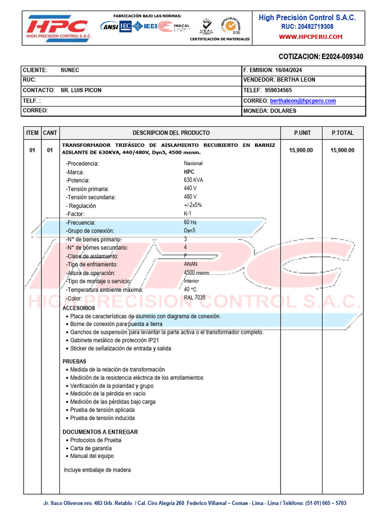 Protocolo de Pruebas para Transformadores | PDF | Transformador | Aislador (Electricidad)