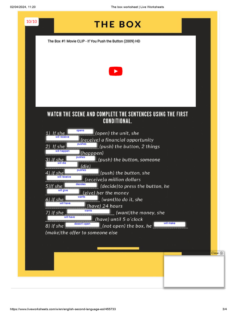 21-03 The Box Worksheet - Live Worksheets | PDF