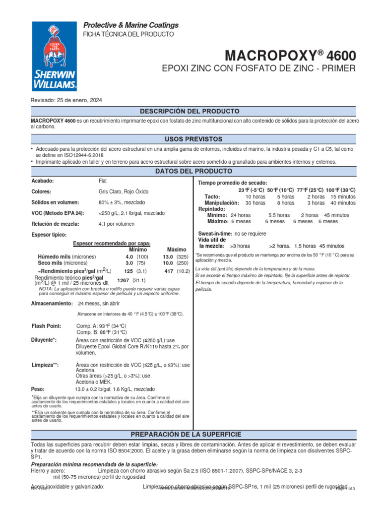 Macropoxy 4600 ESP | PDF | Acero | Materiales