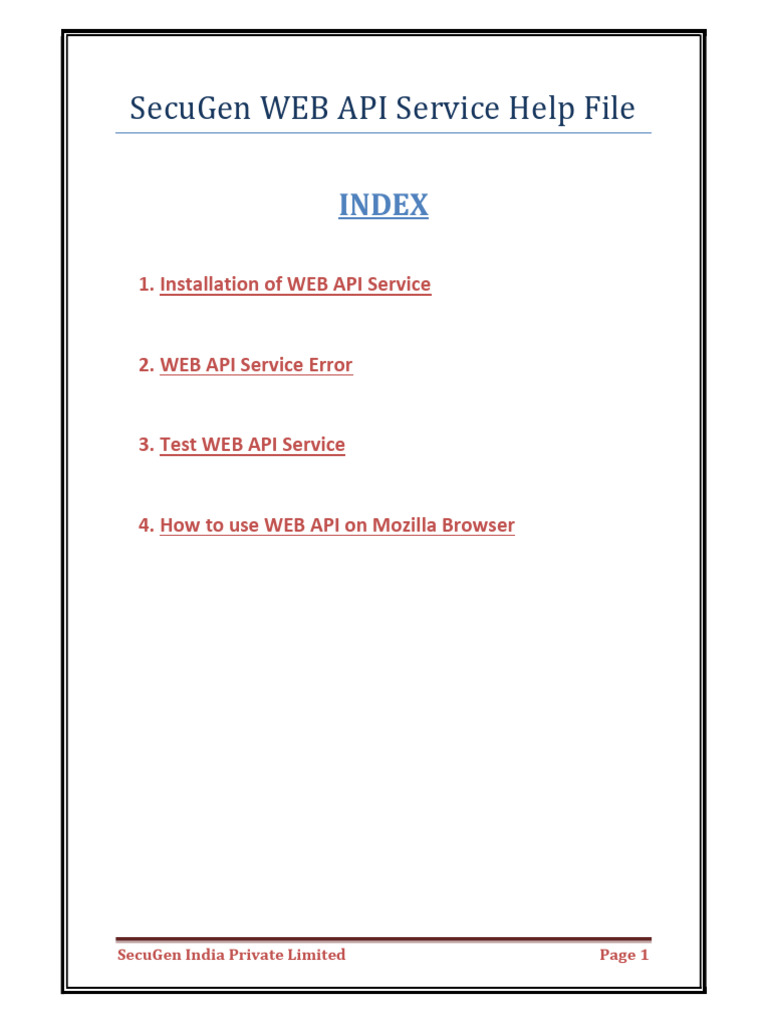 Secugen Web Api Service Help File: Index | Download Free PDF | World Wide Web | Internet & Web