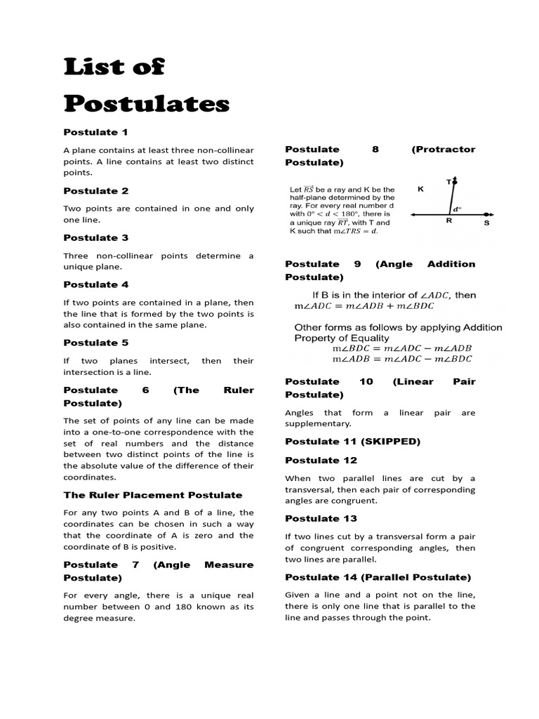 List of Postulates | PDF