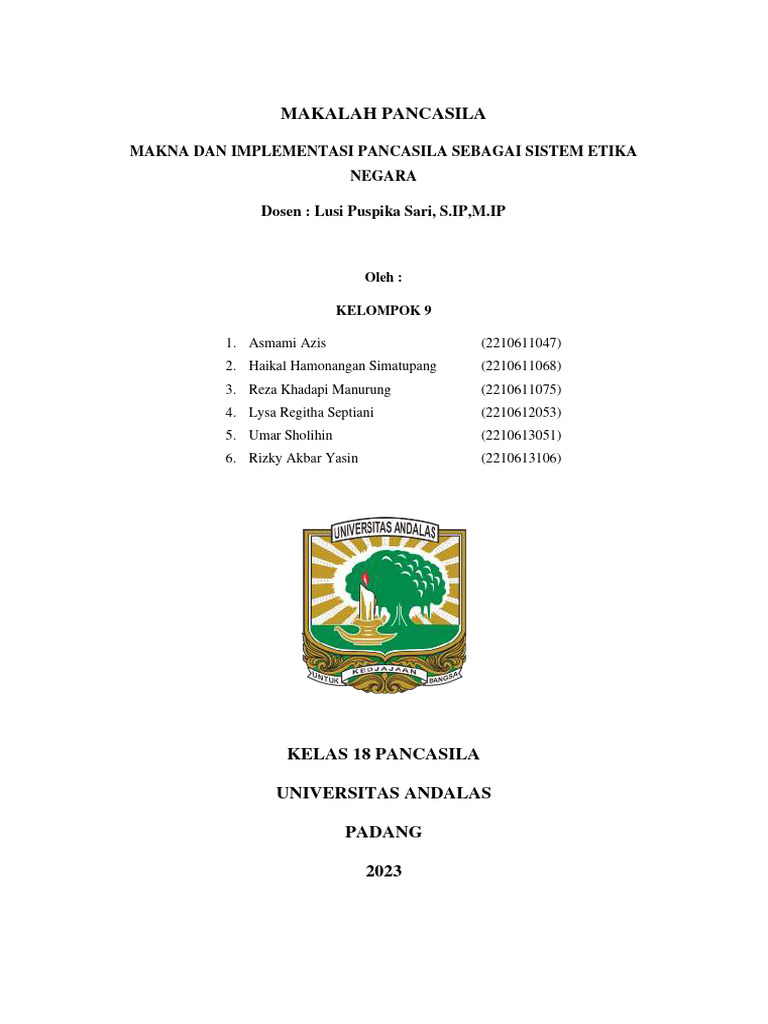 Makalah KLP 9 Pancasila | PDF | Filsafat