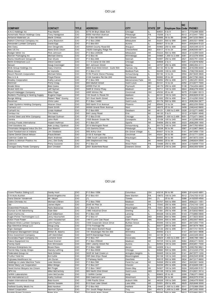 CIO List | PDF | Business