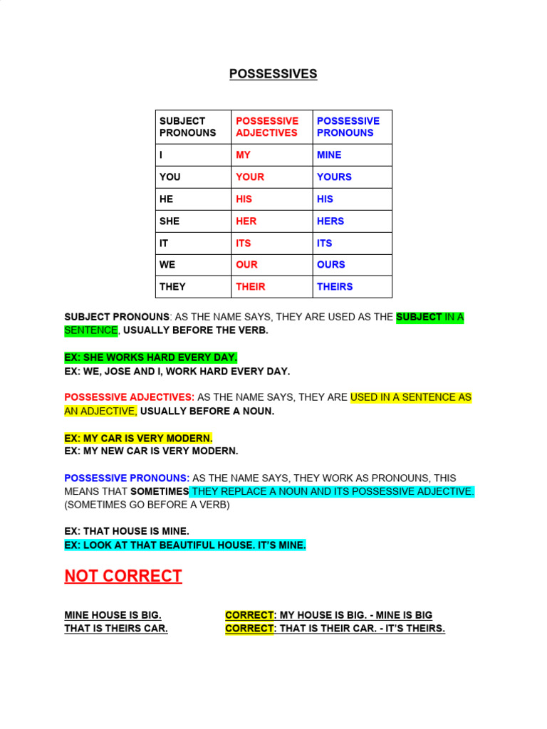 4B - Possessives | PDF | Language Arts & Discipline | Foreign Language ...