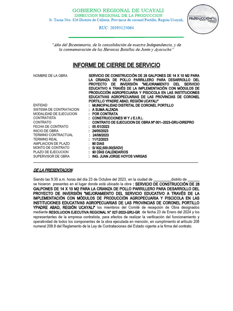 INFORME DE CIERRE | PDF