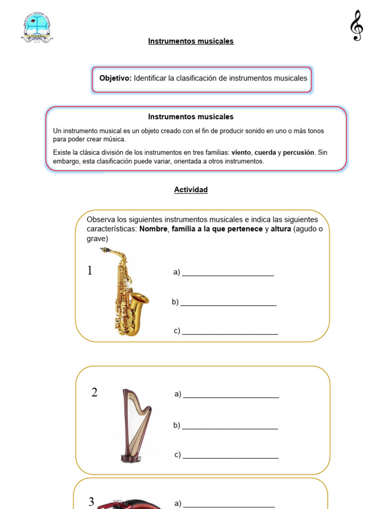 Clasificación de Instrumentos Musicales | PDF | Instrumentos musicales ...