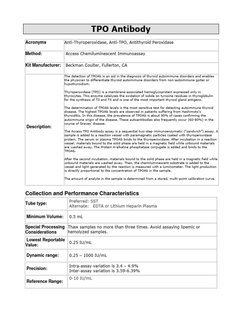 Tpo Beckman Coulter | PDF | Medical Specialties | Glands