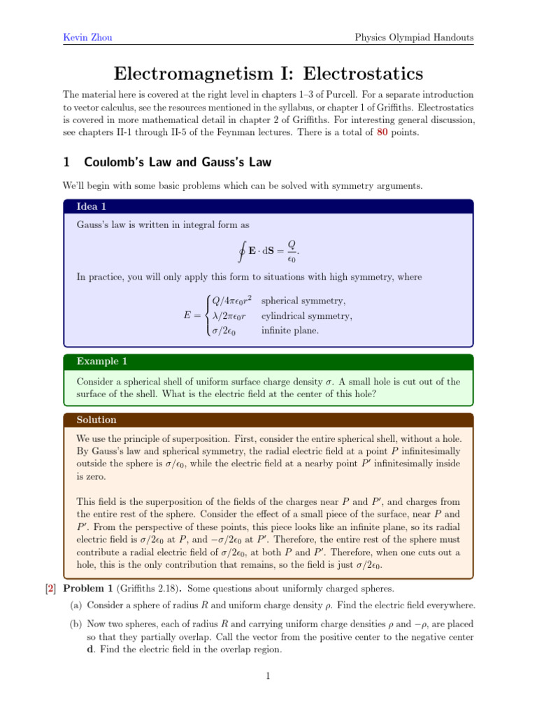 E1 | PDF | Electrostatics | Electric Field