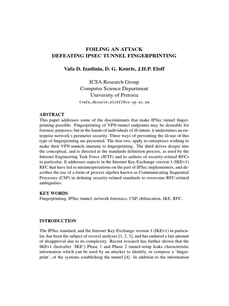 Foiling An Attack Defeating IPSec Tunnel | PDF | Computer Network | Computing