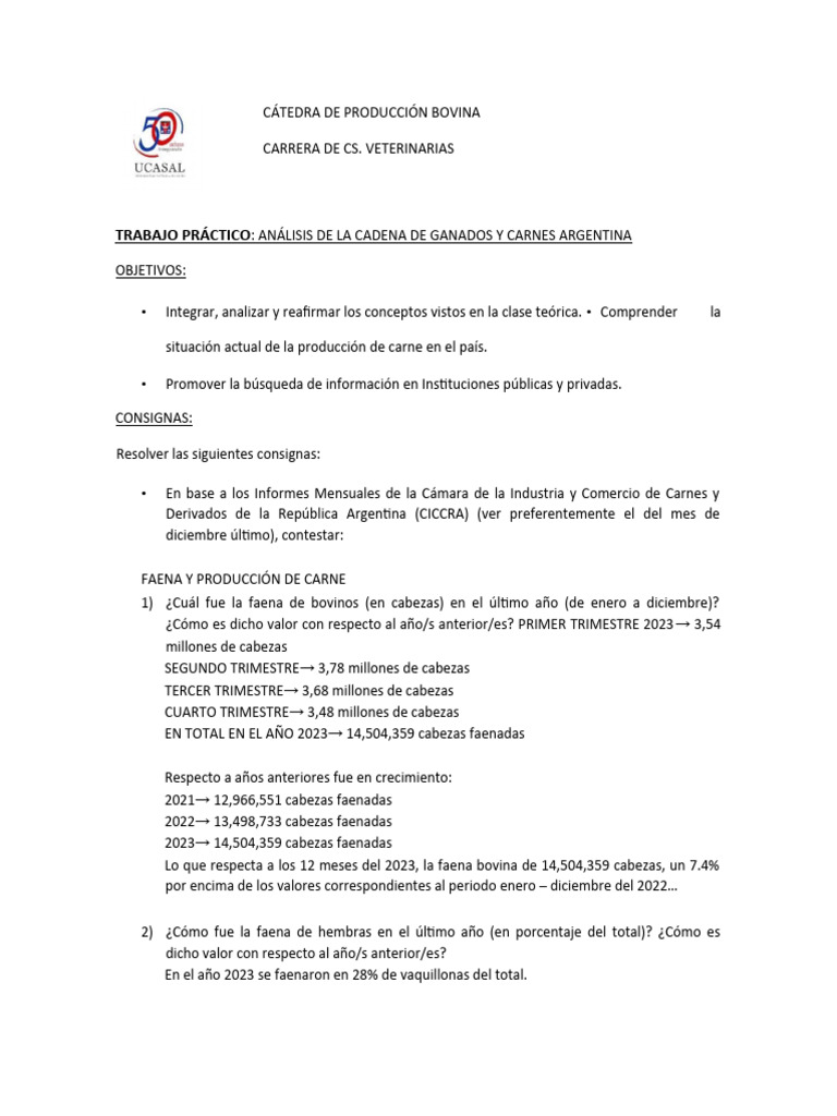TP Analisis Cadena de Carnes 2024 | PDF | Carne | Economias
