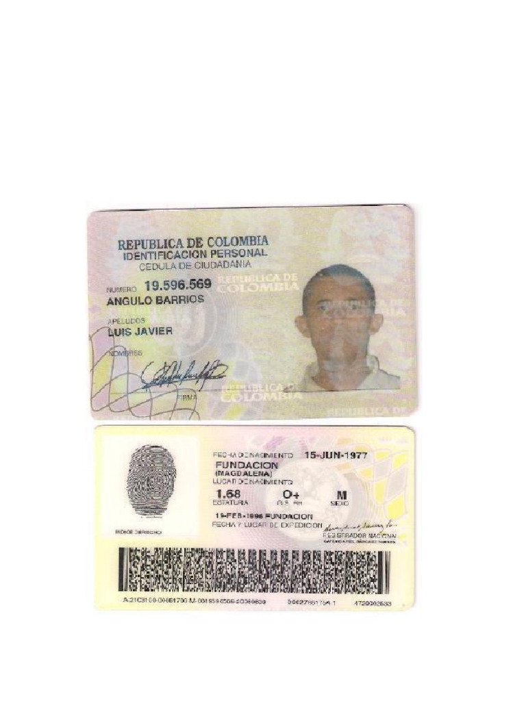 Cedula Luis Javier Angulo | PDF