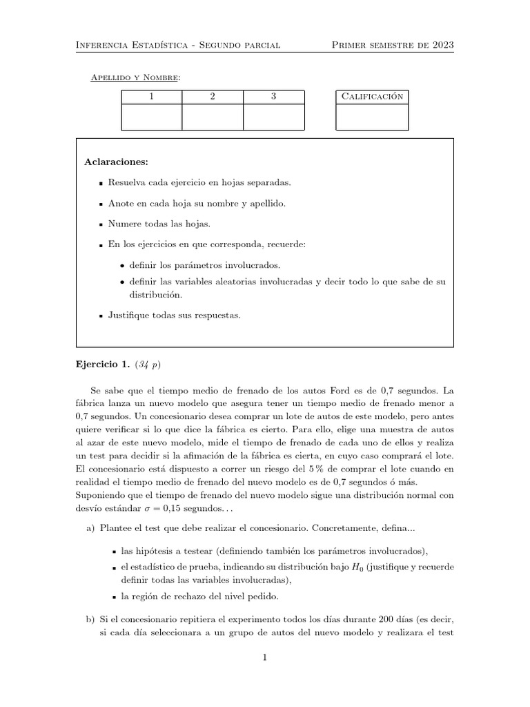 Inferencia Parcial2 2023 | PDF | Teoría estadística
