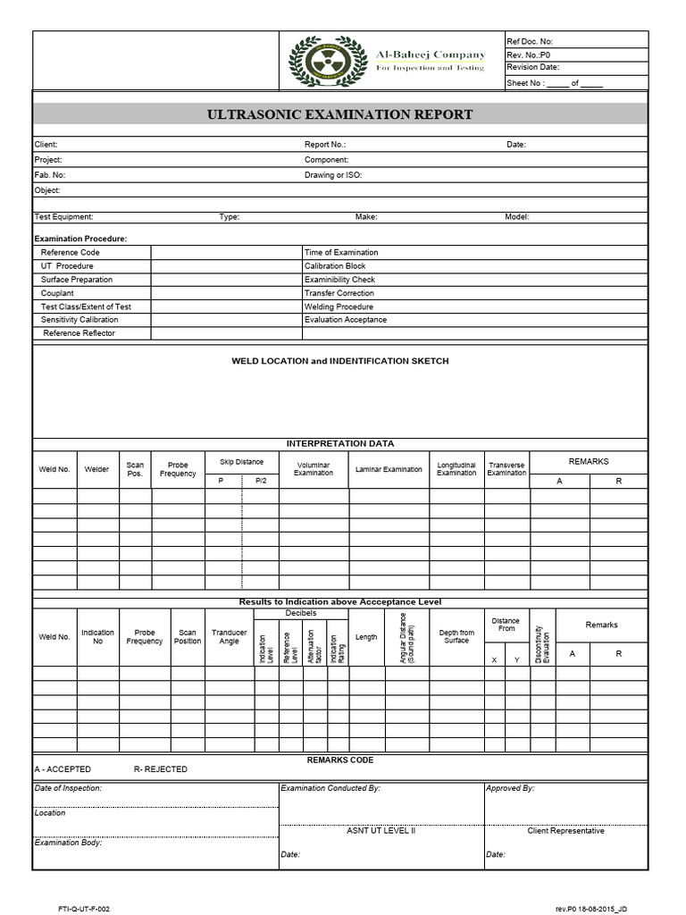 Ultrasonic Report | PDF | Welding | Construction