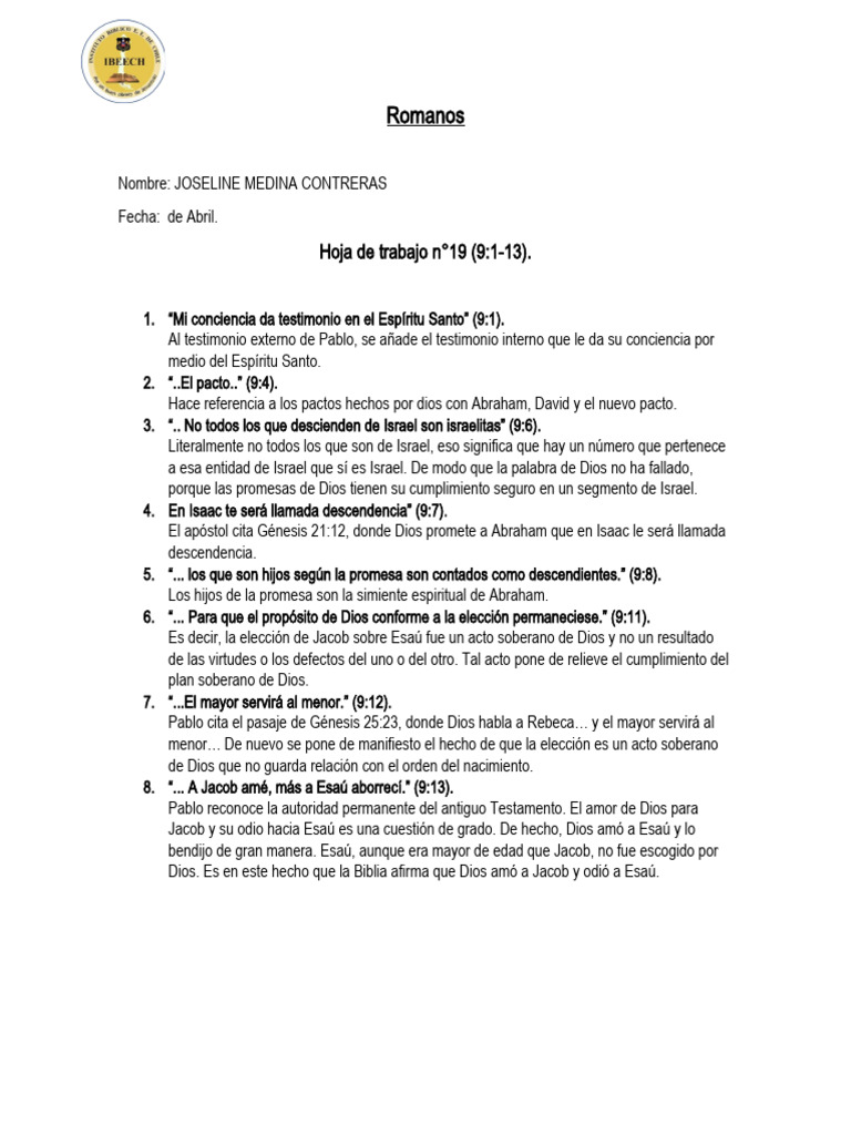 Significado de Joselin en Romanos 9 | PDF | Jacob | Abrahán