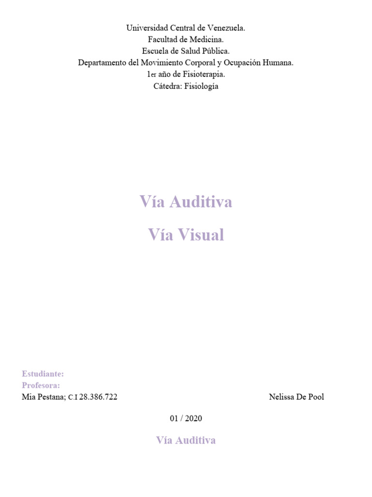 Informe: Vía Auditiva y Visual | PDF | Oído | Ojo humano