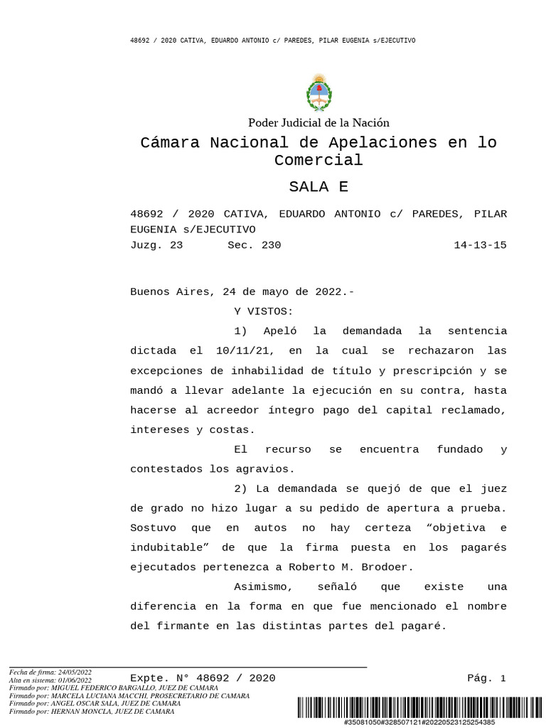 Fallo | PDF | Pagaré | Justicia