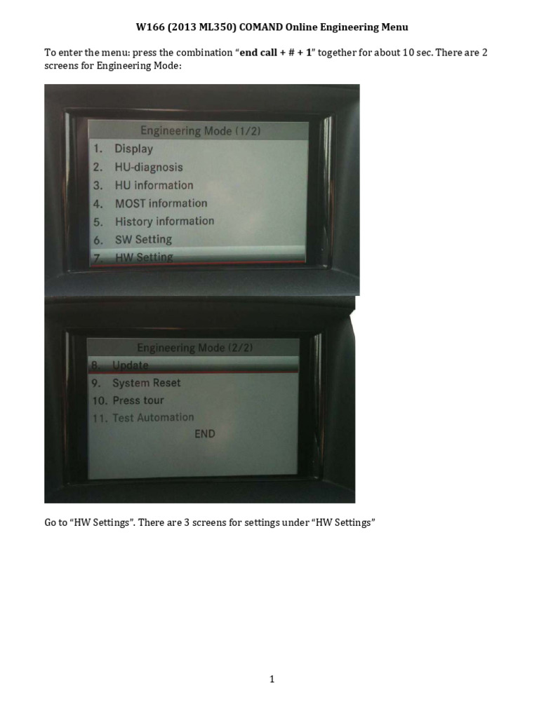 W166 Comand Online Engineering Mode Pdf Hybrid Vehicle Fuel