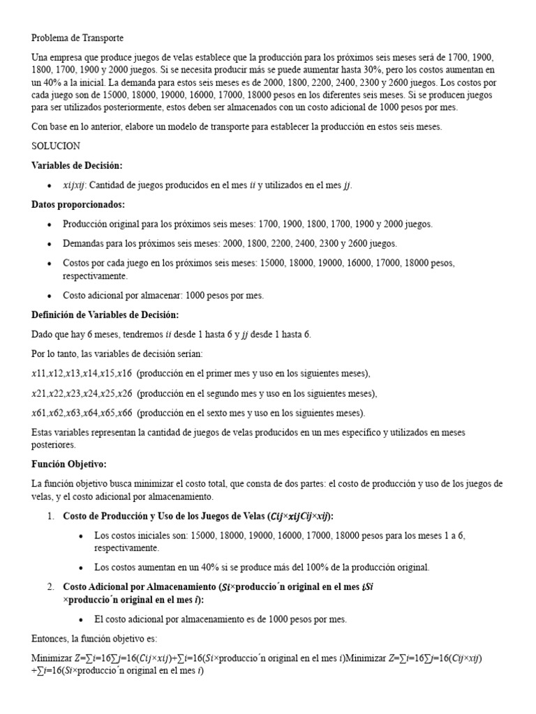 Problema de Transporte | PDF