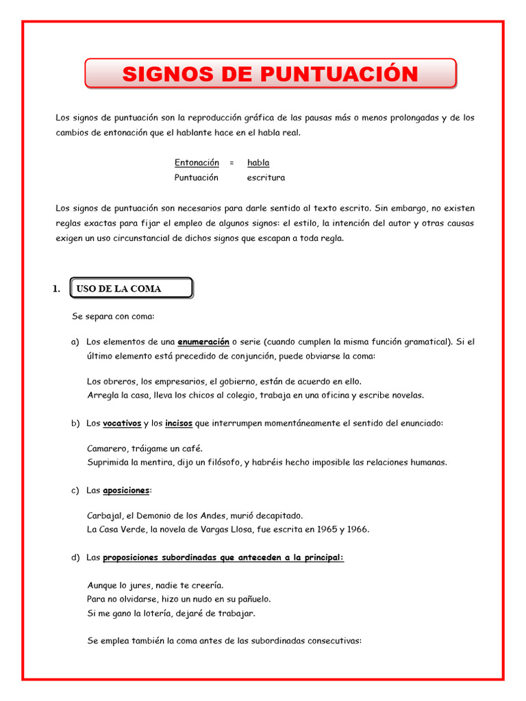 Guía Completa de Puntuación en Español | PDF | Coma | Puntuación