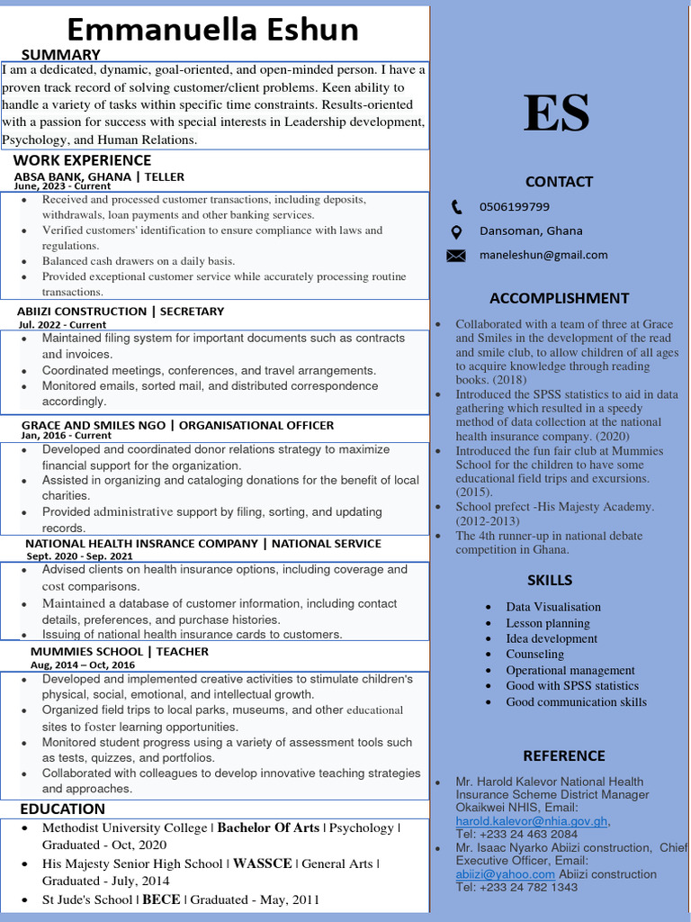 My Resume - Ella - 2-1 | PDF | Banks | Insurance