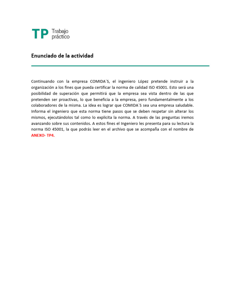 Enunciado de La Actividad: Anexo-Tp4 | PDF | Negocios | Tecnología