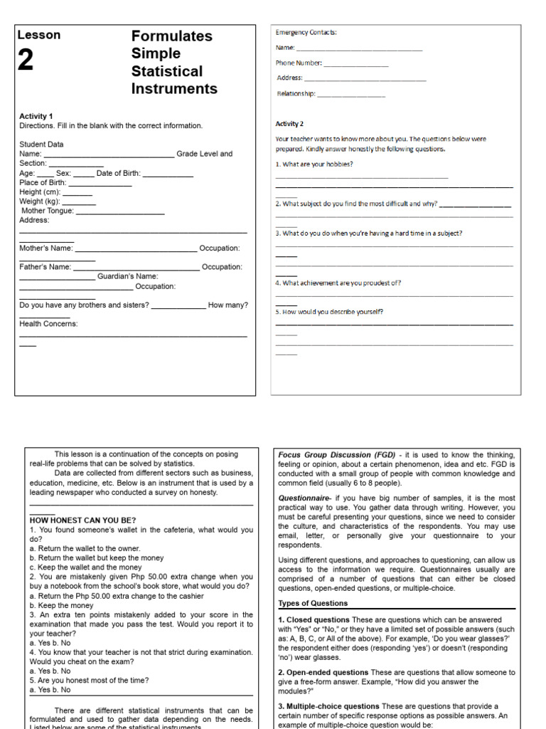 Module Grade 7 | PDF | Statistics | Questionnaire